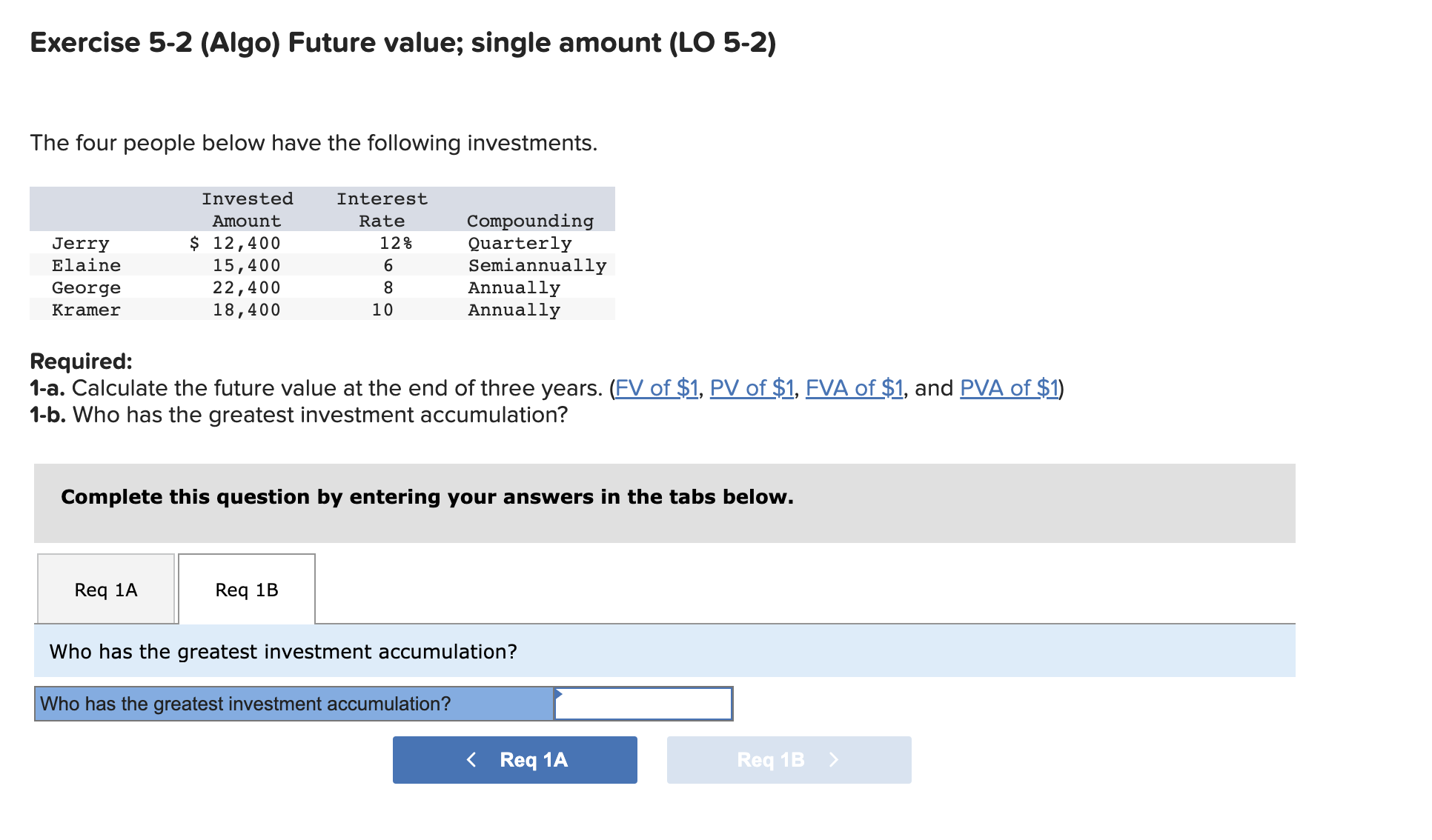 Solved Exercise 5-2 (Algo) Future value; single amount (LO | Chegg.com
