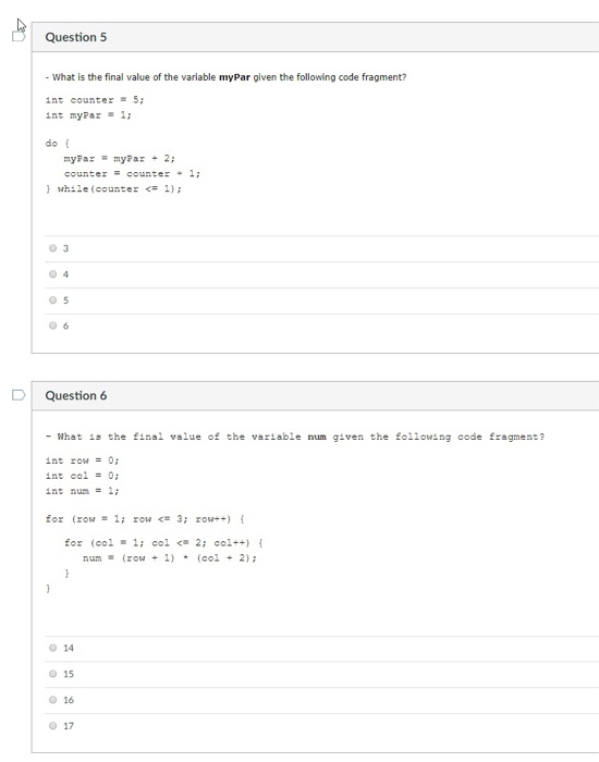 Solved Question 1 what is the final value of the variable | Chegg.com