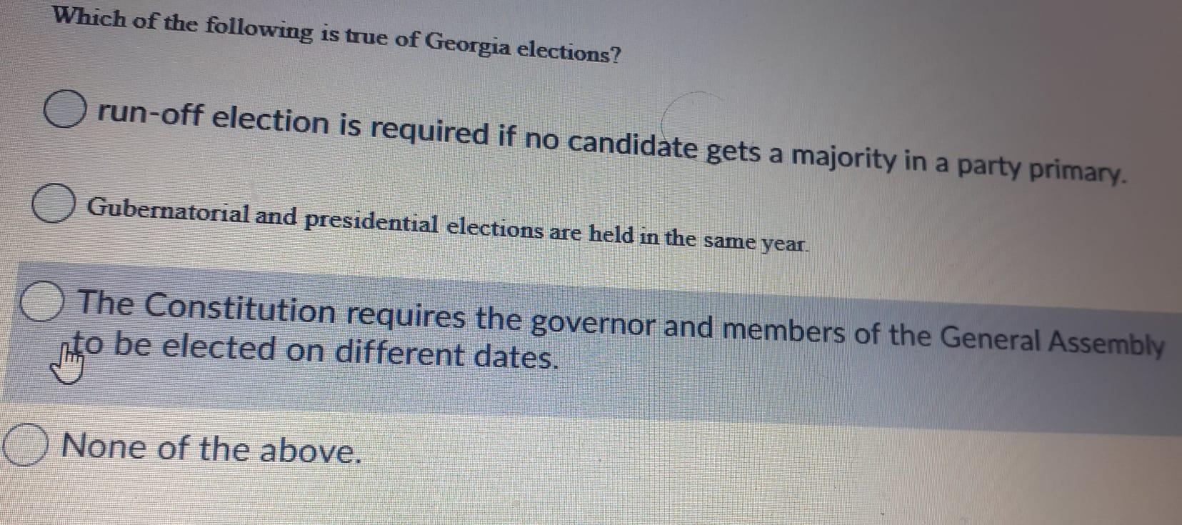 Solved The Georgia General Assembly, the state government's | Chegg.com