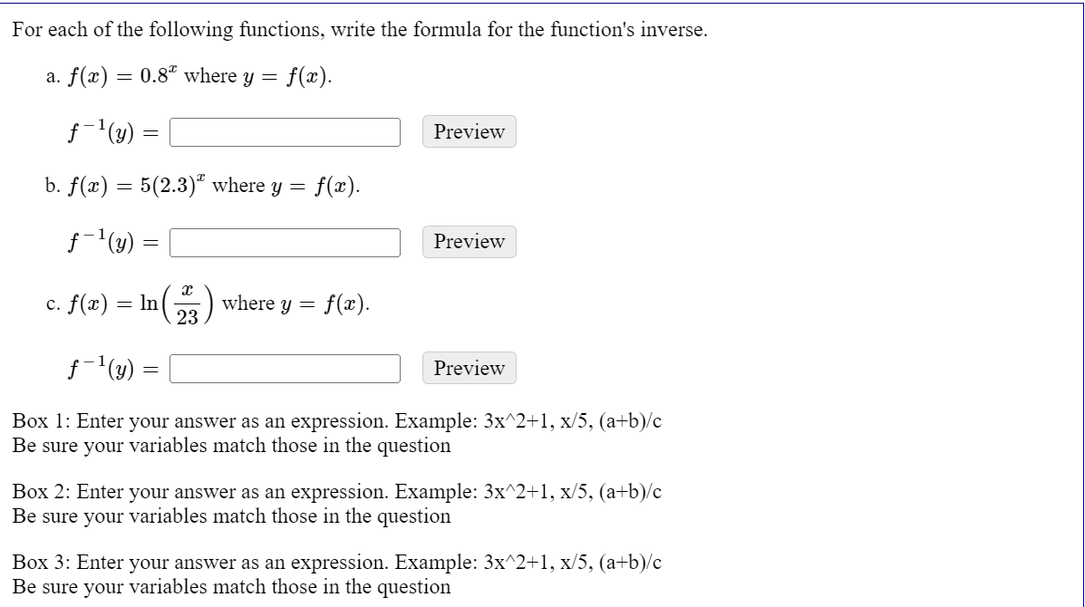 Solved For each of the following functions, write the | Chegg.com