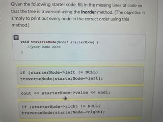 Solved Given the following starter code, fill in the missing | Chegg.com