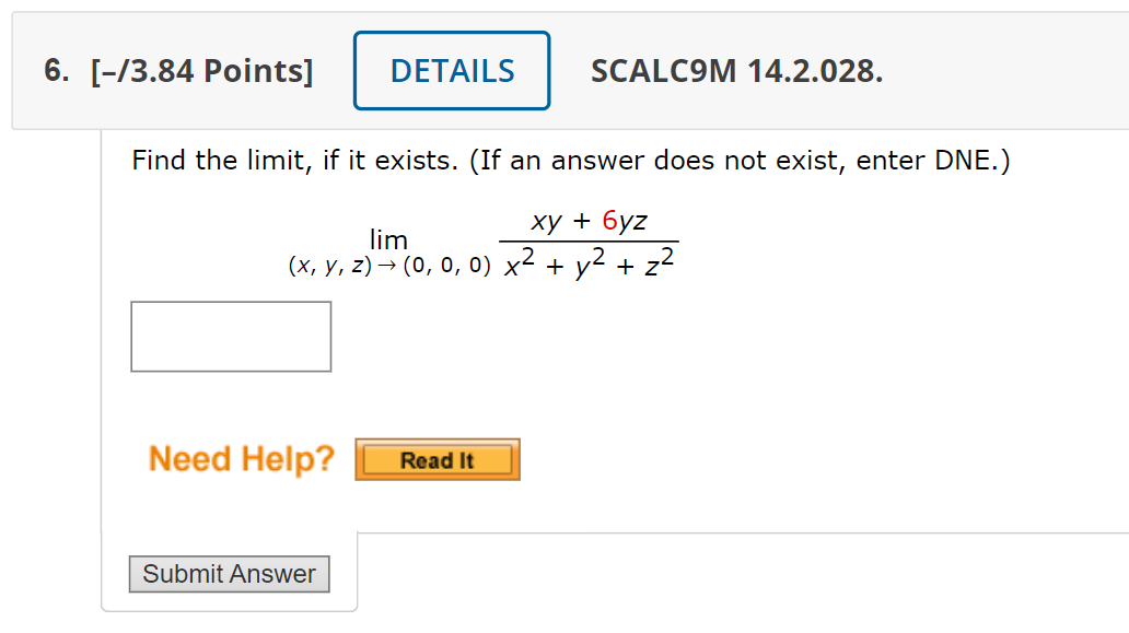 Solved Find the limit, if it exists. (If an answer does not | Chegg.com
