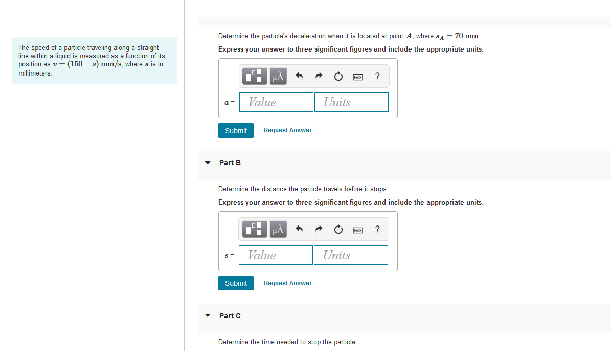 Solved Determine the particle's deceleration when it is | Chegg.com