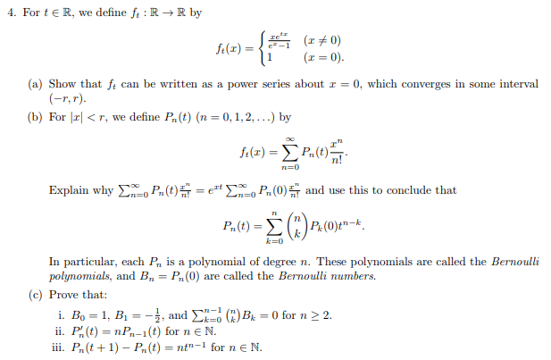 Solved 4. For tER, we define ft : RR by file) = { if ( 2 ) | Chegg.com