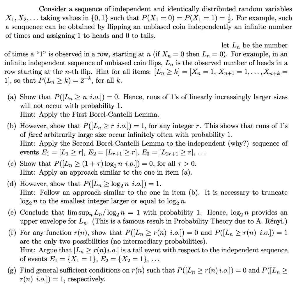 Consider a sequence of independent and identically | Chegg.com