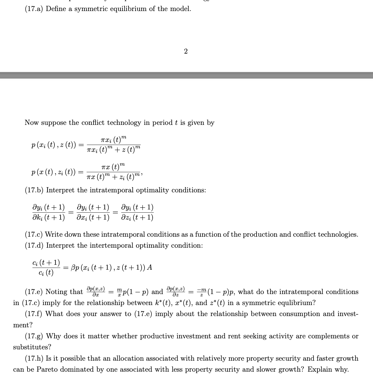 (17.a) ﻿Define a symmetric equilibrium of ﻿the | Chegg.com