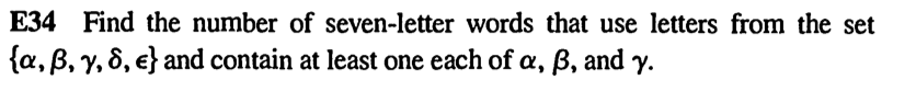Solved E34 Find the number of seven-letter words that use | Chegg.com