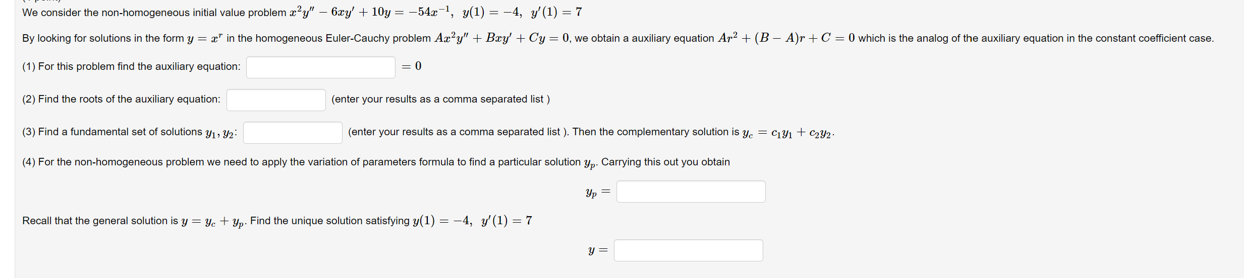 Solved We Consider The Non Homogeneous Initial Value Problem 4878