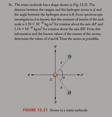 Solved 36. The water molecule has a shape shown in Fig. | Chegg.com