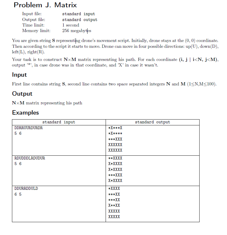 Solved Problem J. Matrix Input file: standard input Output | Chegg.com