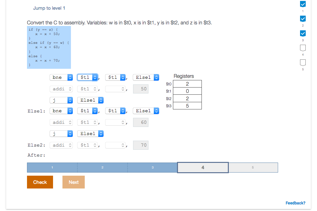Solved Jump to level 1 1 2 2 Convert the C to assembly. | Chegg.com