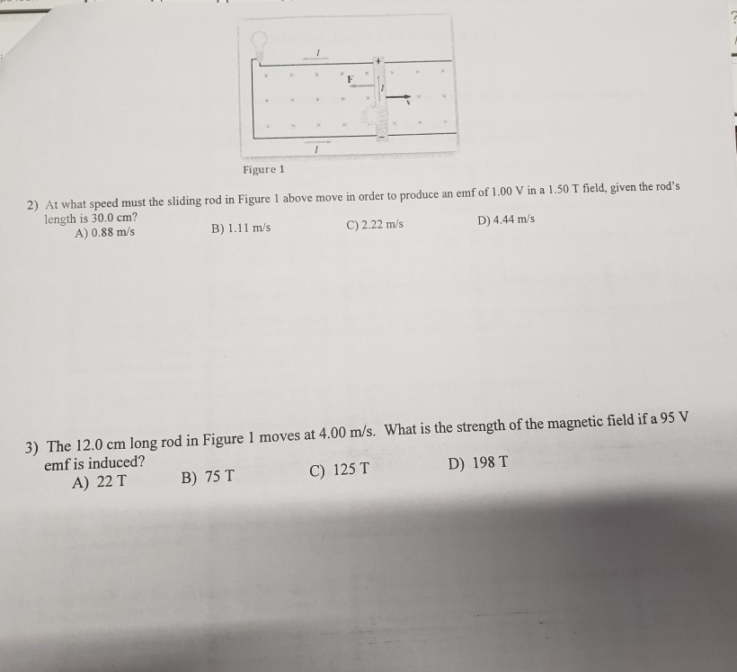 Solved Figure 1 2) At what speed must the sliding rod in | Chegg.com Solved Figure 1 2) At what speed must the sliding rod in | Chegg.com