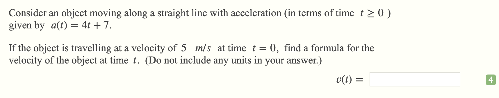 Solved Consider an object moving along a straight line with | Chegg.com