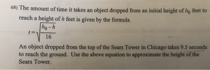 Solved 68 The Amount Of Time It Takes An Object Dropped