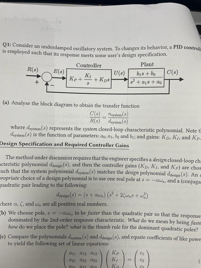 Solved Q1: Consider an underdamped oscillatory system. To | Chegg.com