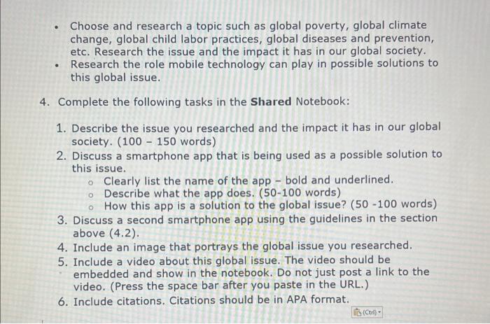 Solved - Choose and research a topic such as global poverty, | Chegg.com