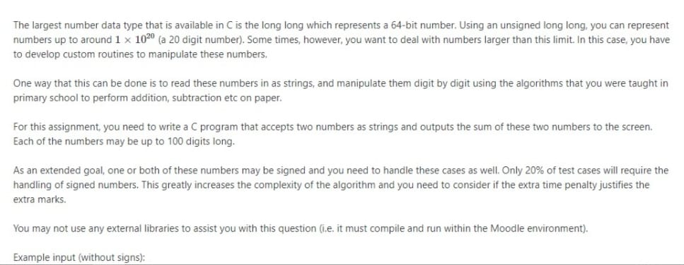 Solved The largest number data type that is available in C | Chegg.com