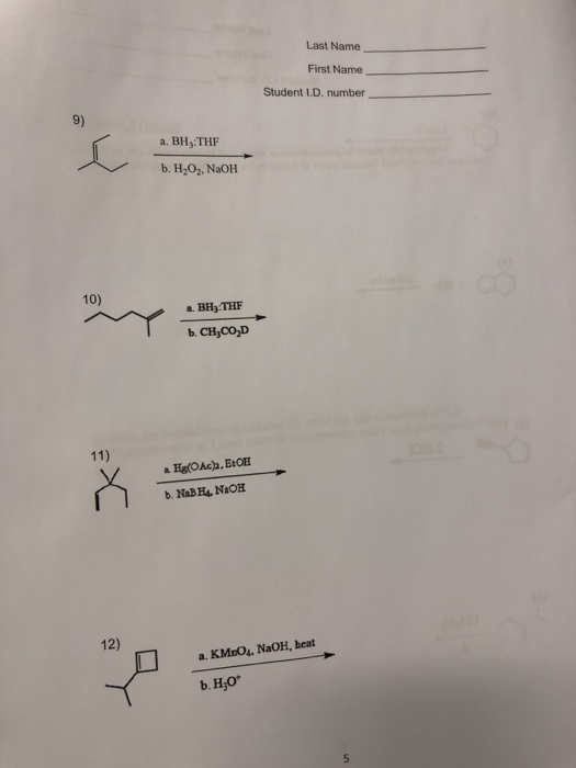 Solved Last Name First Name Student I.D. number 9) a. | Chegg.com