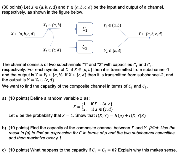(30 points) Let X e {a,b,c,d) and Y E{a,b,c,d} be the | Chegg.com