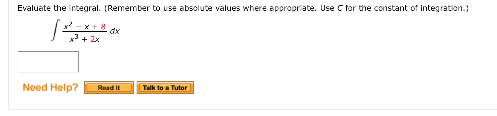 Solved Evaluate the integral. (Remember to use absolute | Chegg.com