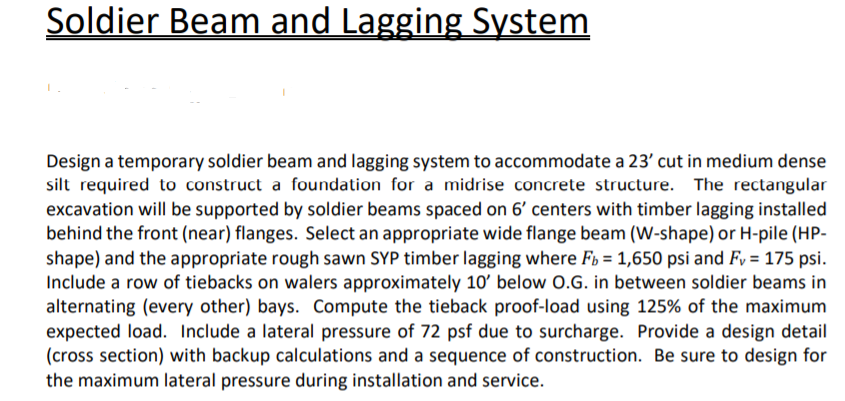 Soldier Beam and Laping System Design a temporary | Chegg.com