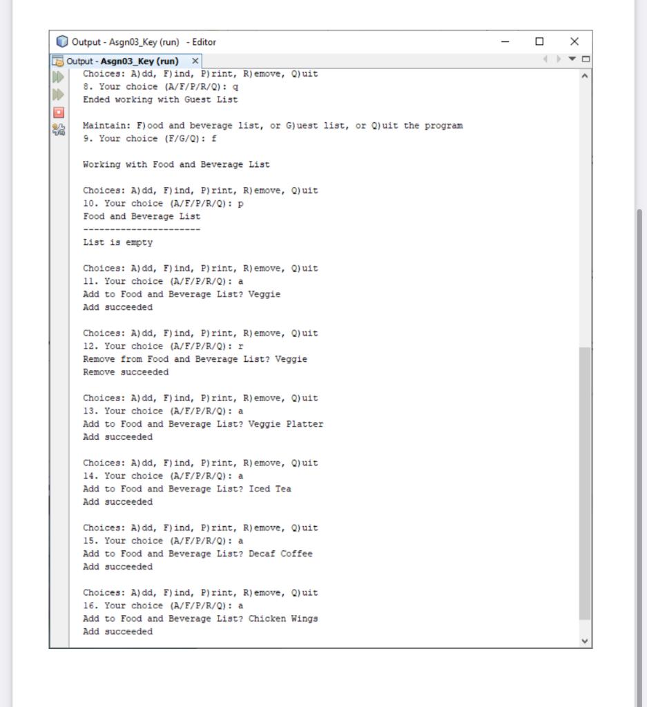 Solved Output - Asgn03_Key (run) - Editor Output - | Chegg.com