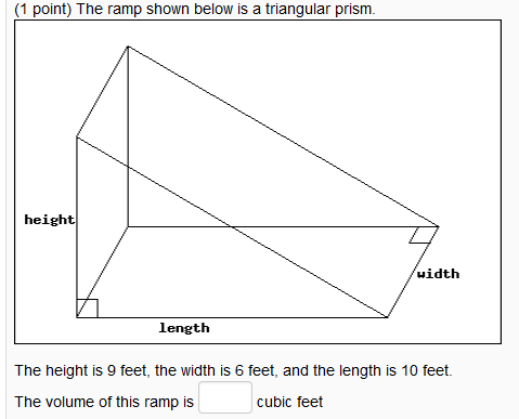 Solved (1 point) The ramp shown below is a triangular prism. | Chegg.com