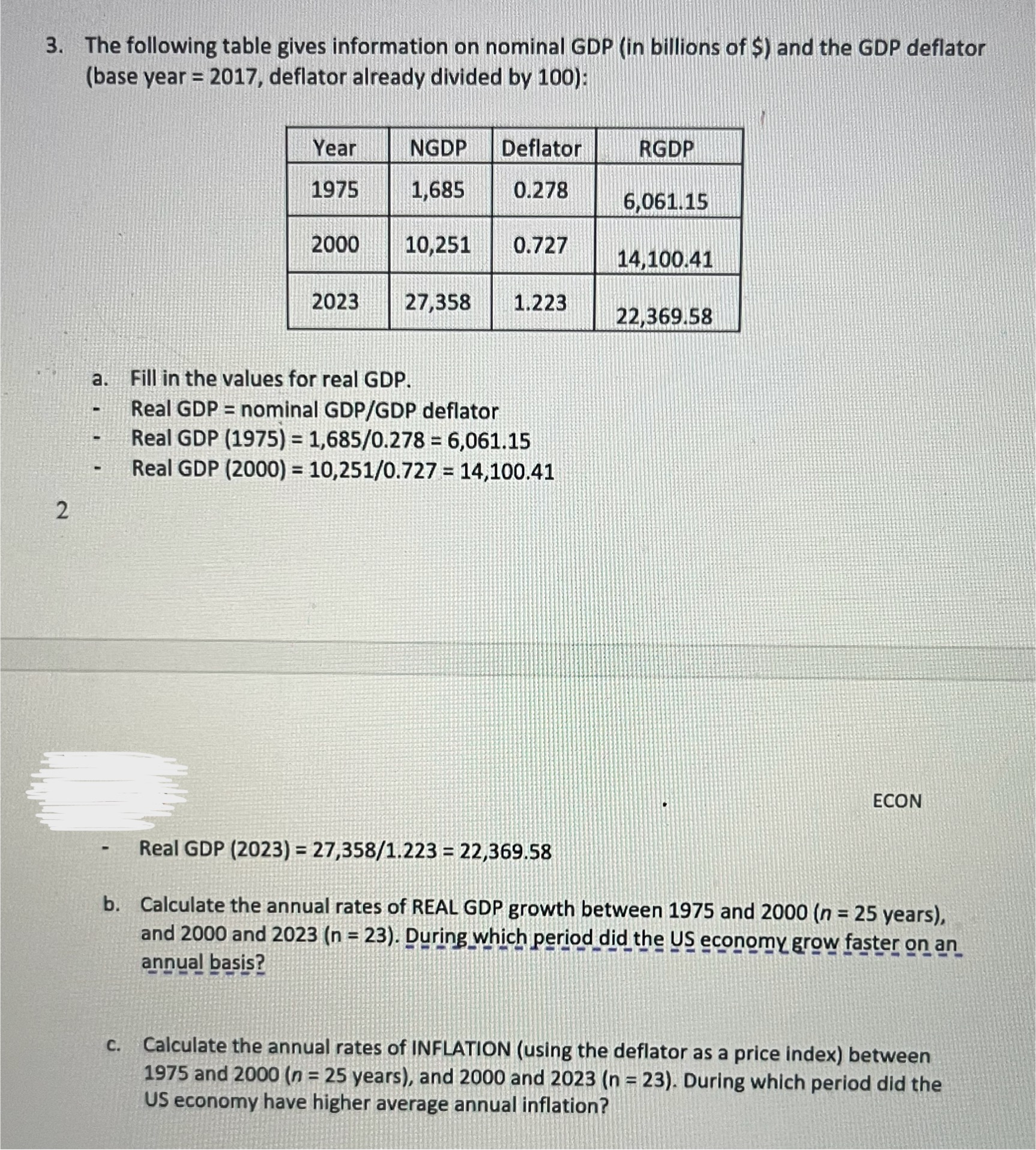 Solved The following table gives information on nominal GDP | Chegg.com