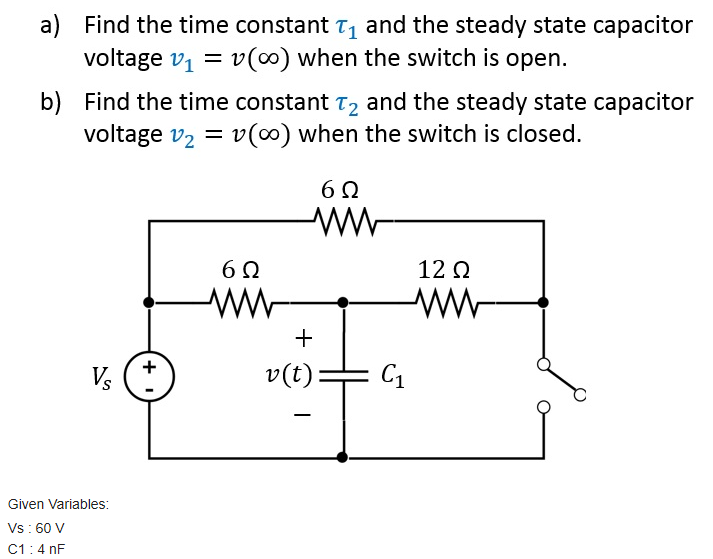 Solved a) Find the time constant T1 and the steady state | Chegg.com