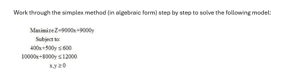 Solved Work through the simplex method (in ﻿algebraic form) | Chegg.com