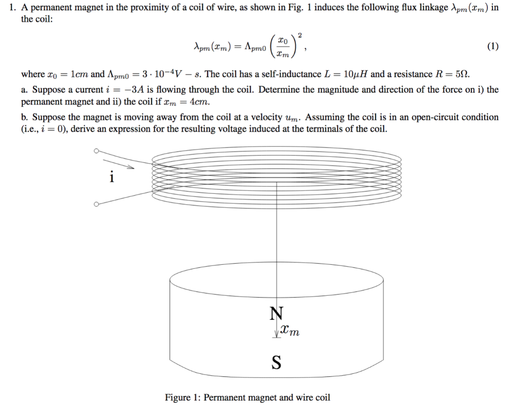 1. A permanent magnet in the proximity of a coil of | Chegg.com