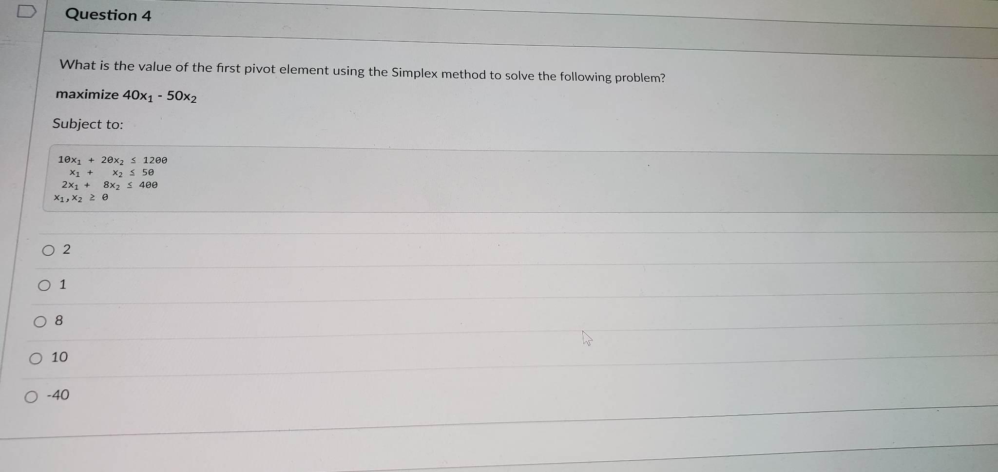 Solved What Is The Value Of The First Pivot Element Using 