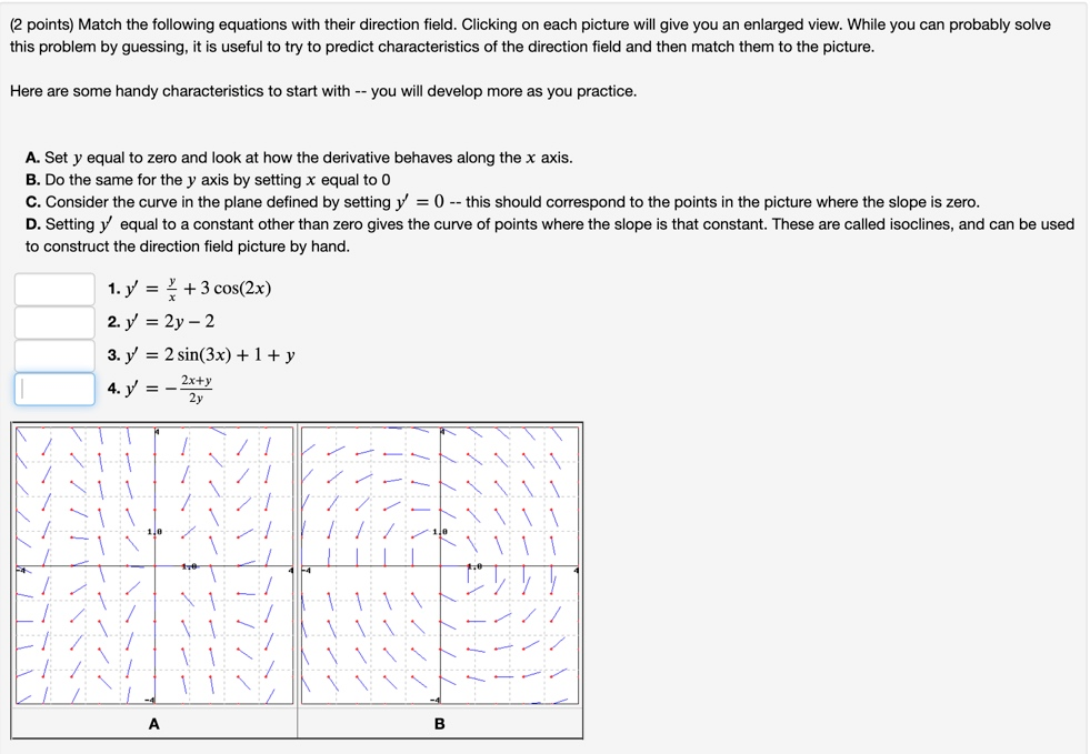 Solved (2 points) Match the following equations with their | Chegg.com