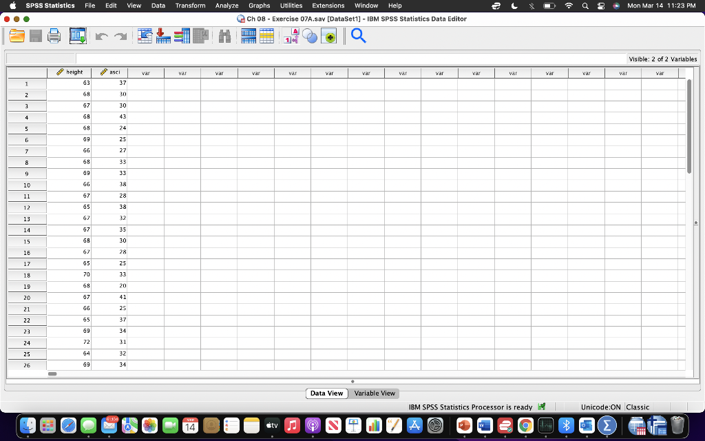 Solved SPSS Statistics File Edit View Data 9 Mon Mar 14 | Chegg.com