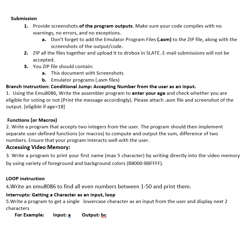 Solved Submission 1. Provide screenshots of the program | Chegg.com