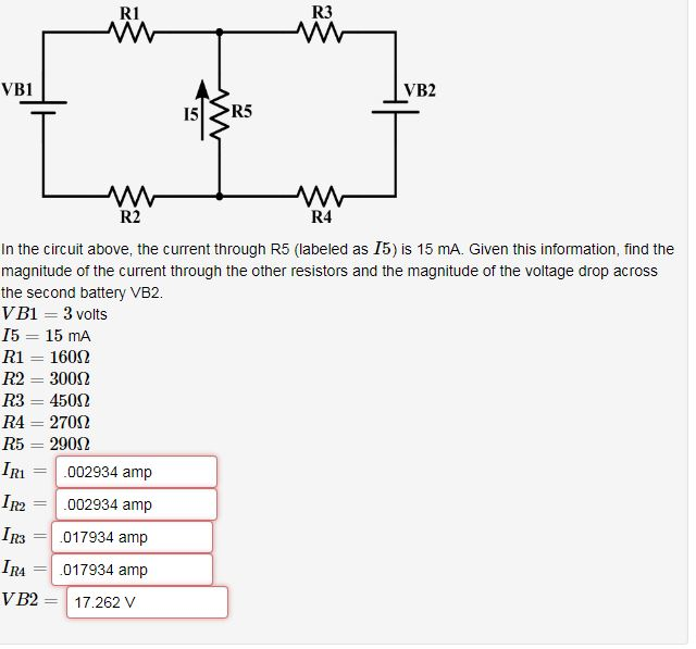 Solved R1 R3 VB1 VB2 R2 R4 In the circuit above, the current | Chegg.com