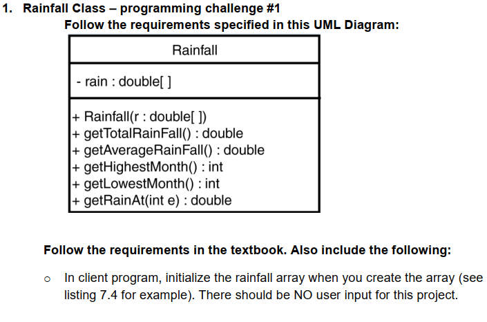 Solved Requirements from the textbook: write a RainFall | Chegg.com