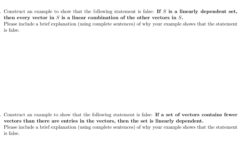 Solved Construct an example to show that the following | Chegg.com