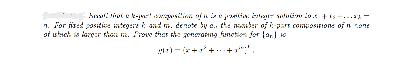 Solved Recall that a k-part composition of n is a positive | Chegg.com