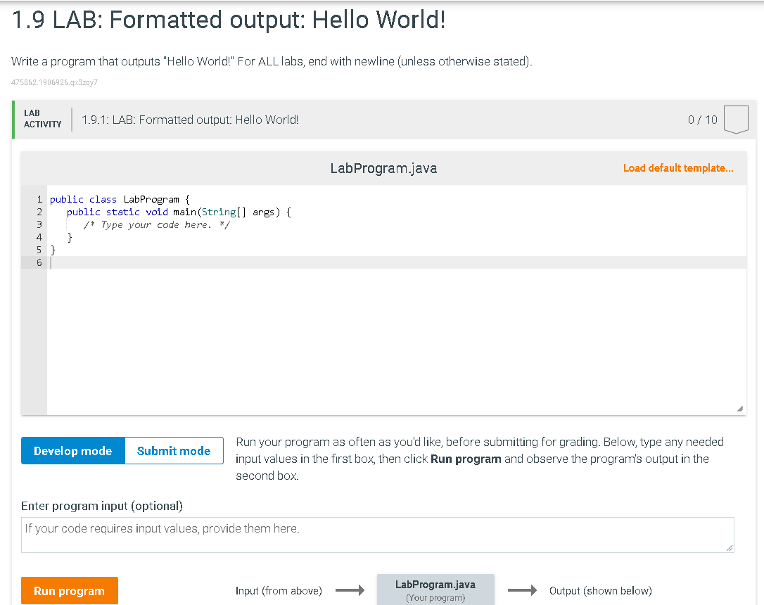 1.9 LAB: Formatted output: Hello World! Write a | Chegg.com