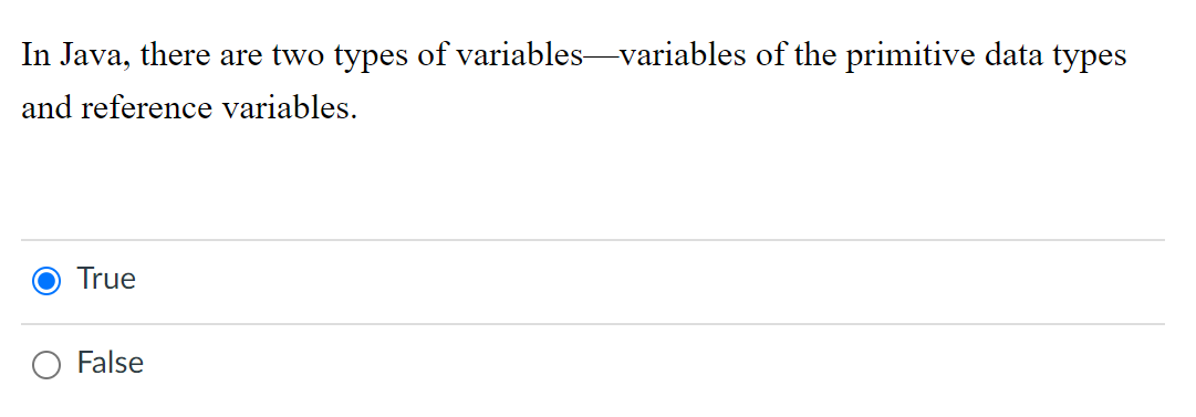 Solved In Java, there are two types of variables variables | Chegg.com