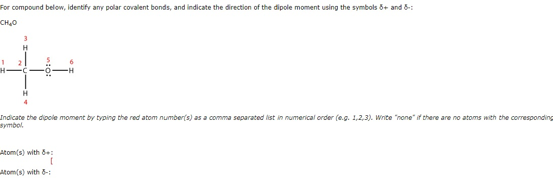 Solved For compound below, identify any polar covalent | Chegg.com