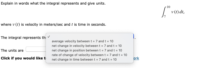 Solved Explain in words what the integral represents and | Chegg.com