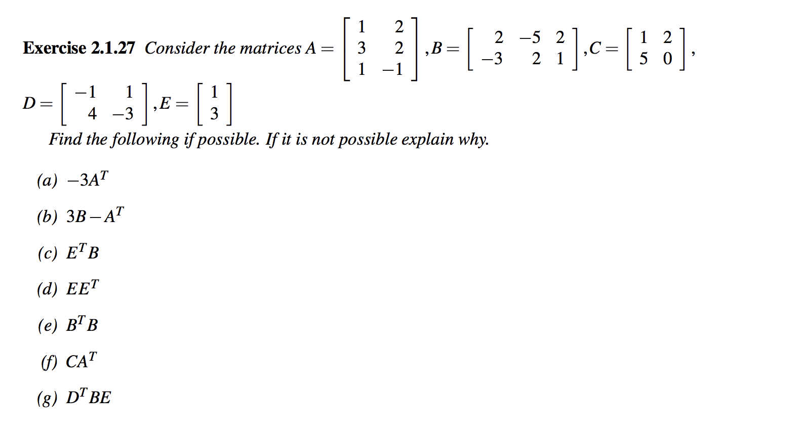 Solved 1 Exercise 2.1.27 Consider the matrices A = | 3 2 1 2 | Chegg.com