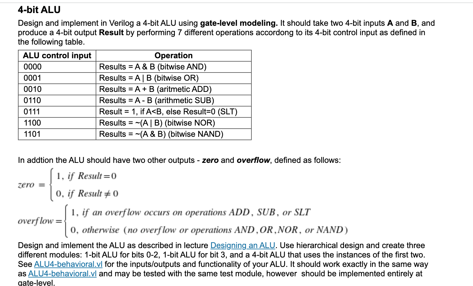 Solved Please need help to done the 4-bit ALU in gate | Chegg.com