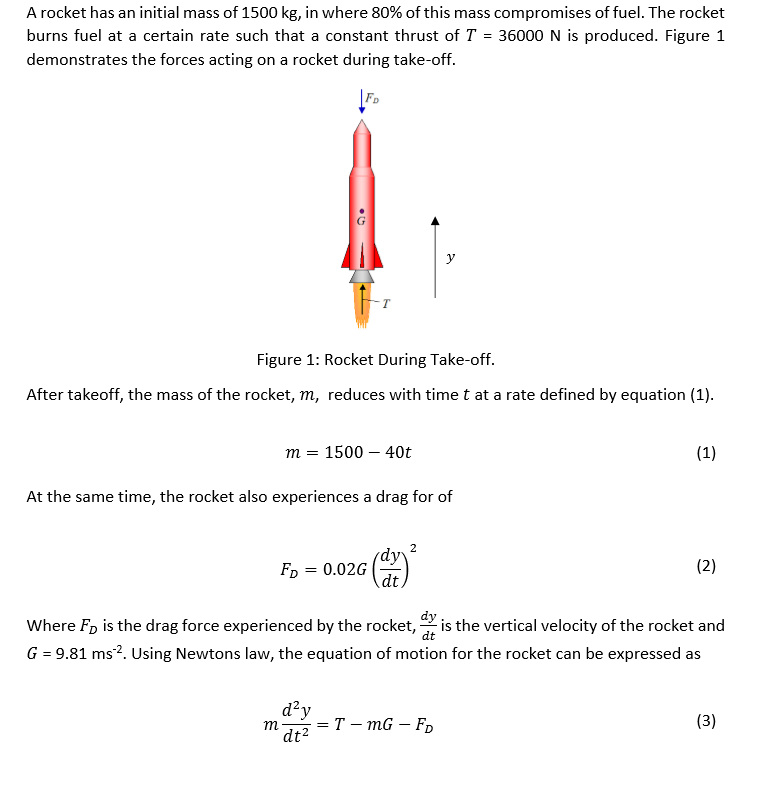 Solved A rocket has an initial mass of 1500 kg, in where 80% | Chegg.com