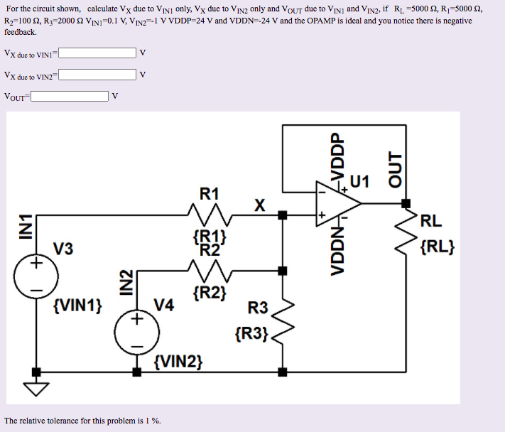 Solved For the circuit shown, calculate Vy due to VINI only, | Chegg.com