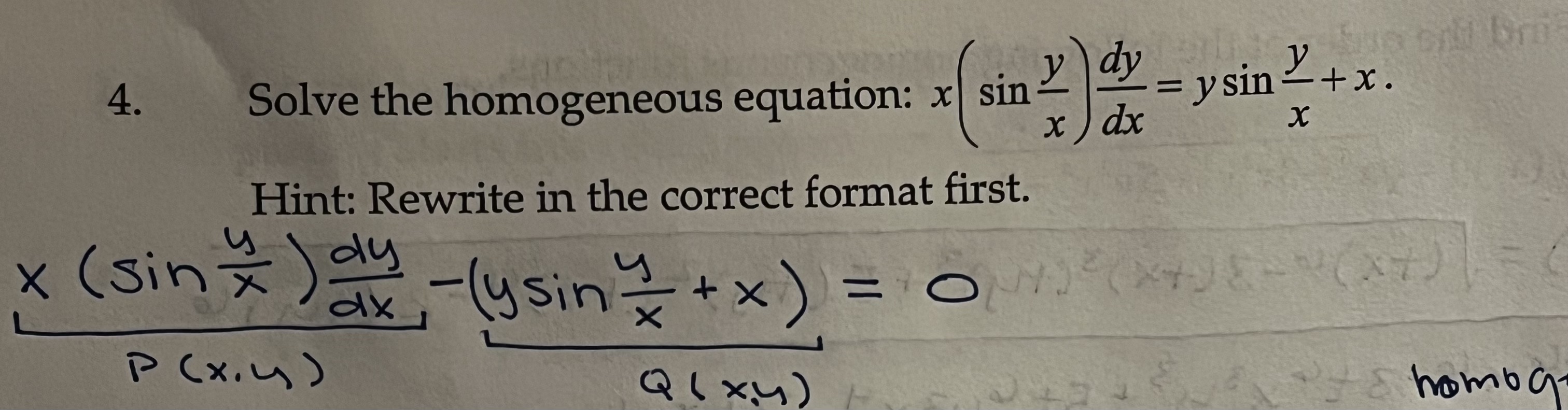 Solved Solve the homogeneous equation. formula: p(x,y) + | Chegg.com