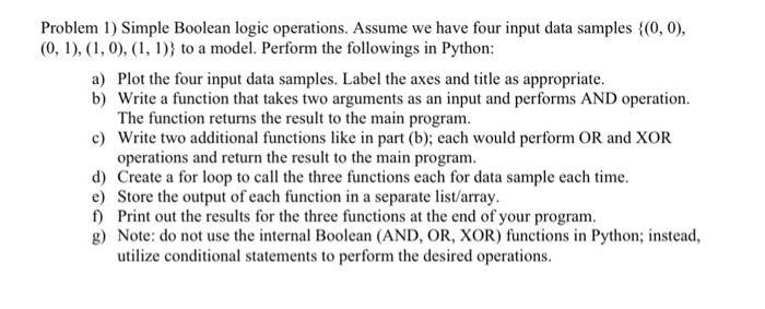 Solved Problem 1) Simple Boolean logic operations. Assume we | Chegg.com
